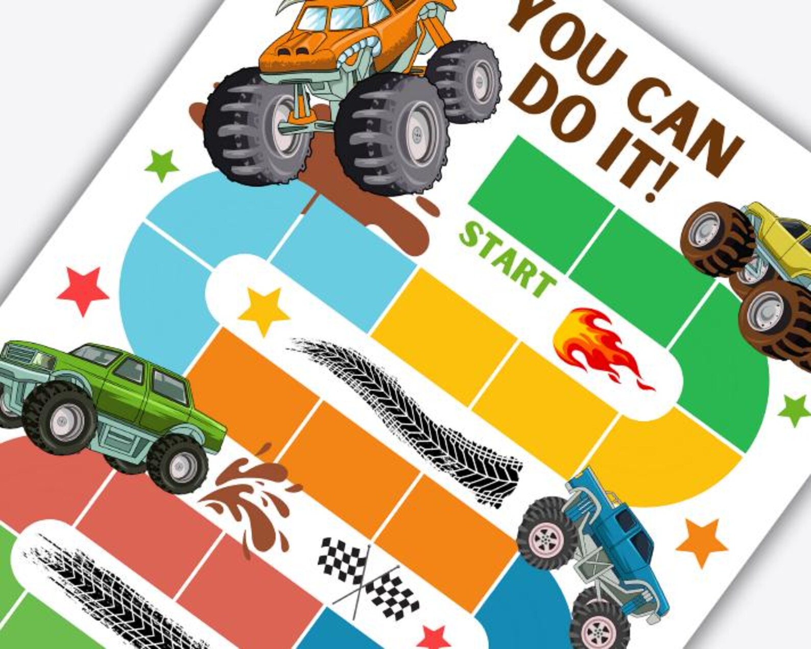 Monster Truck Reward Chart: Potty Training, Behavior Incentive, Habit ...