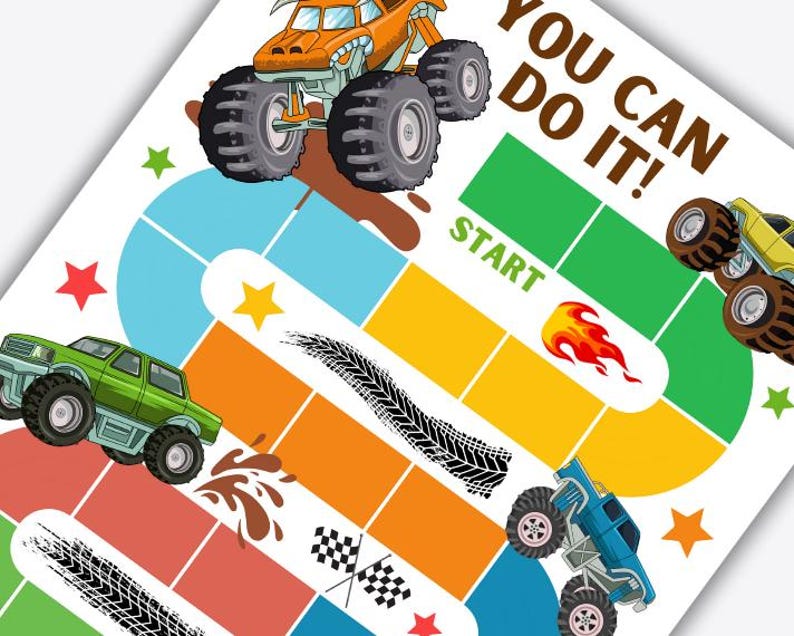 Monster Truck Reward Chart: Potty Training, Behavior Incentive, Habit ...