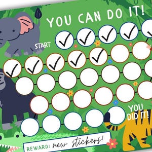 Printable Jungle Reward Chart, Zoo Reward Chart, Sticker Chart, Potty ...