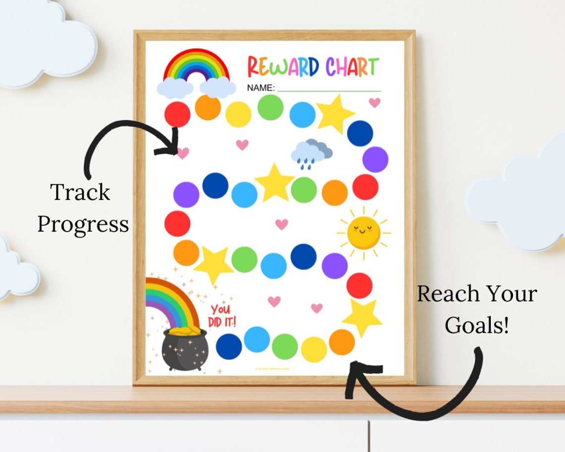 Reward Chart Printable, Rainbow Reward Chart, Potty Training Chart ...