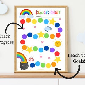 Reward Chart Printable, Rainbow Reward Chart, Potty Training Chart ...