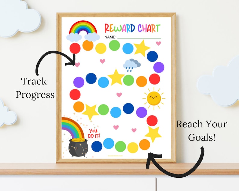 Reward Chart Printable, Rainbow Reward Chart, Potty Training Chart ...