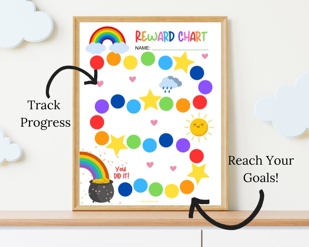 Reward Chart Printable, Rainbow Reward Chart, Potty Training Chart ...