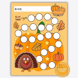 Fall Turkey Reward Chart: Thanksgiving Potty Training (printable) - Etsy