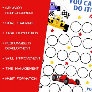 Racecar Reward Chart, Reward Chart Cars, Printable, Printable Racing ...
