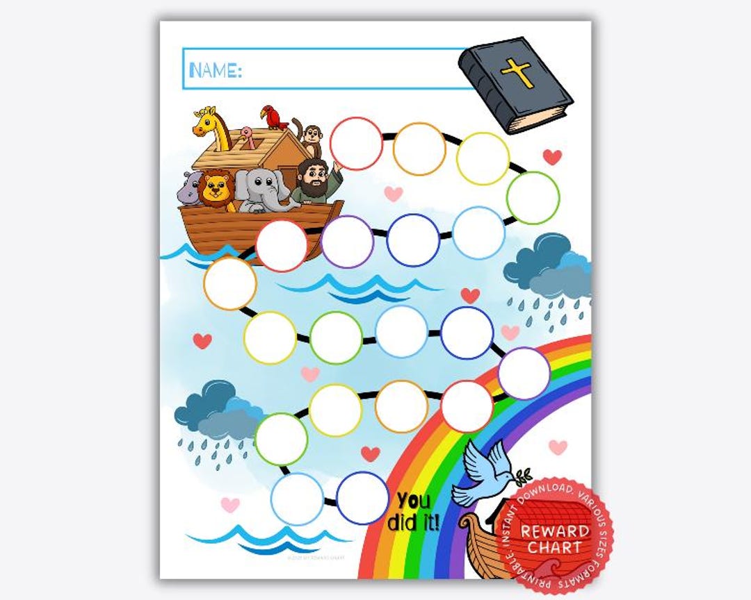 Noah's Ark Reward Chart, Kids Sticker Chart, Preschool Classroom ...