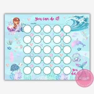 Mermaid Reward Chart, Girls Potty Training Chart, Kids Sticker Chart ...