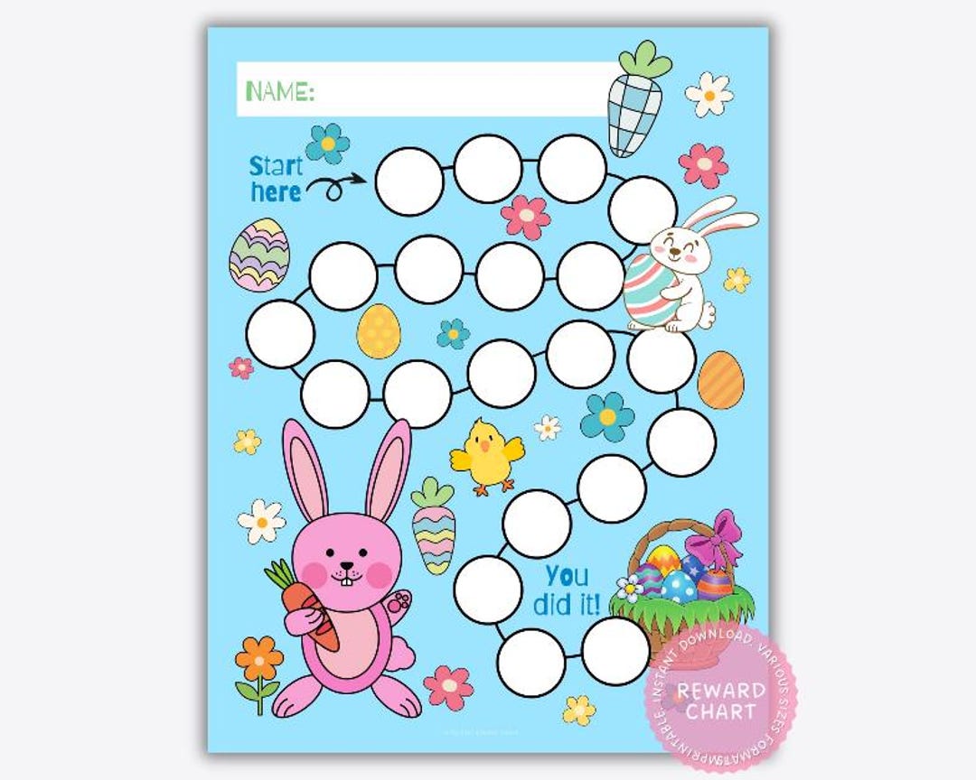 Printable Spring Reward Chart for Toddlers, Easter Reward Chart, Bunny ...
