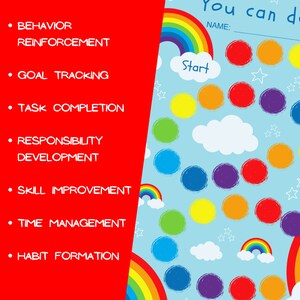 Rainbow Reward Chart Printable, Rainbow Potty Training Chart, Behavior ...