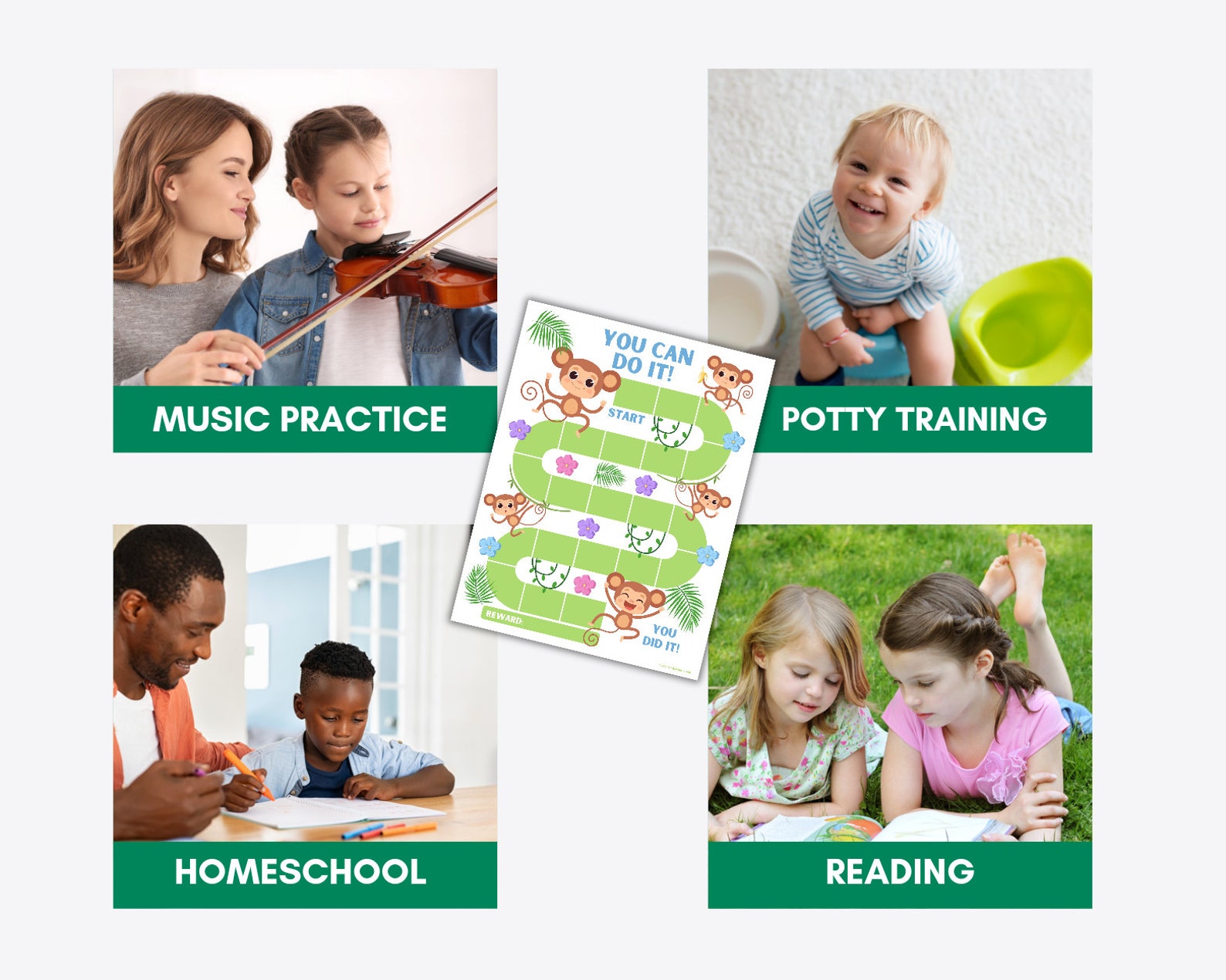 Monkey Reward Chart, Kids Printable Reward Chart, Potty Training Chart ...