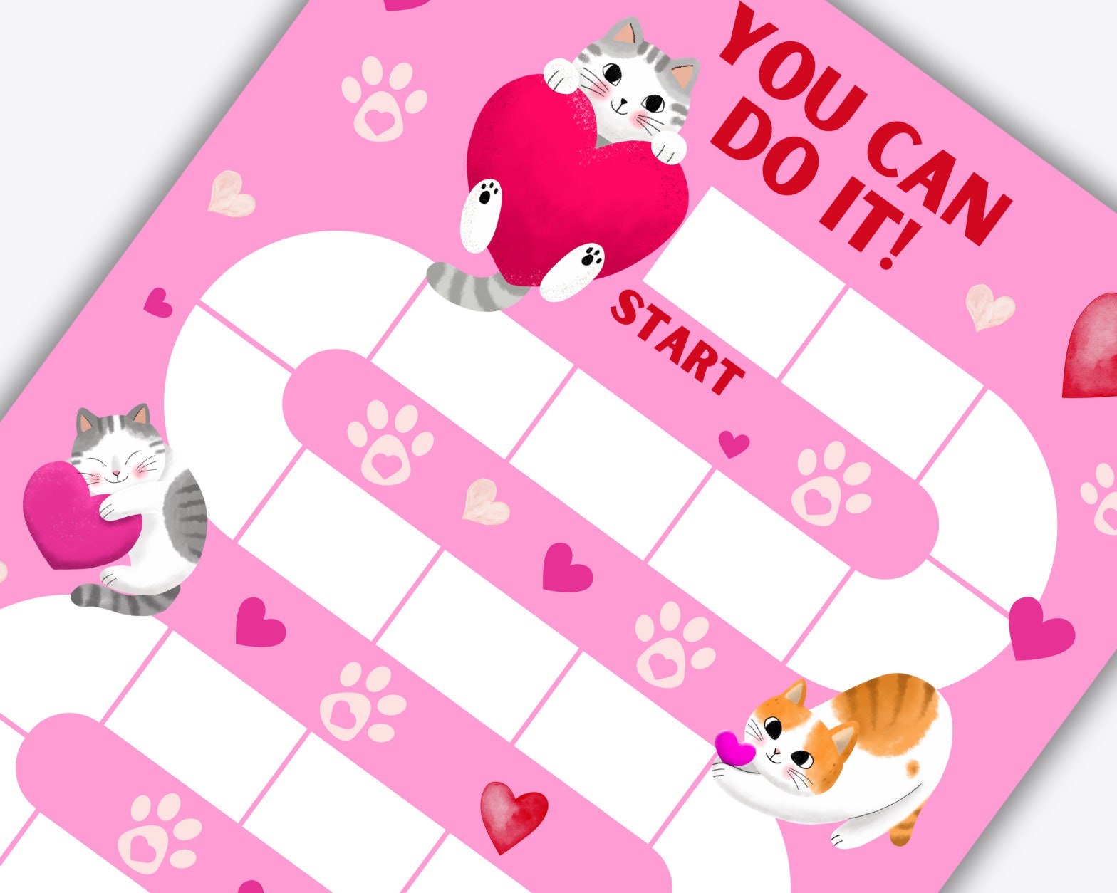 Printable Cat Valentine Reward Chart: Kids Behavior Incentive (PDF) - Etsy