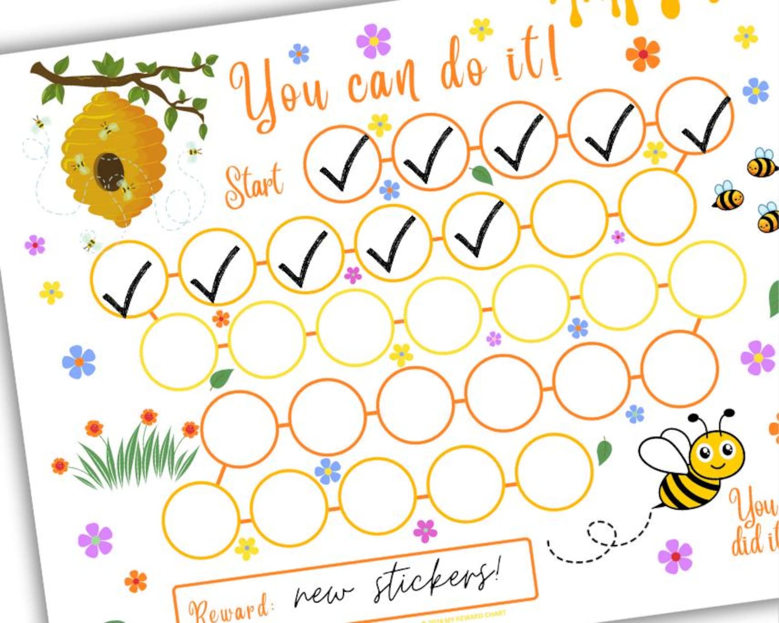 Printable Bee Reward Chart, Honey Bee Behavior Chart, Reward Chart Kids ...