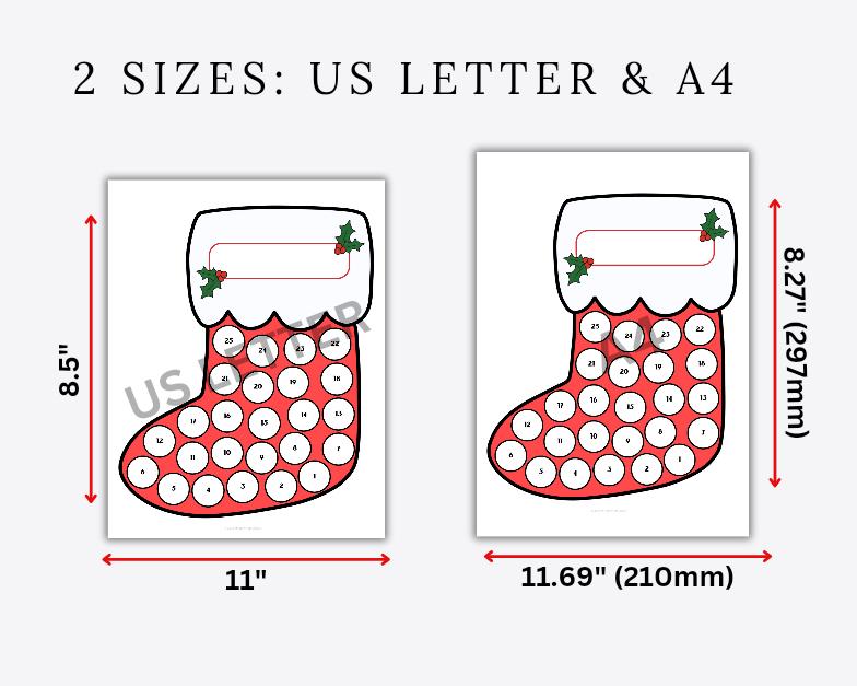 Printable Christmas Countdown Stocking, Kids Reward Chart, Sticker ...