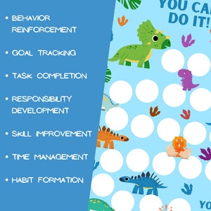 Dinosaur Reward Chart, Printable Potty Training Chart, Kids Behavior ...