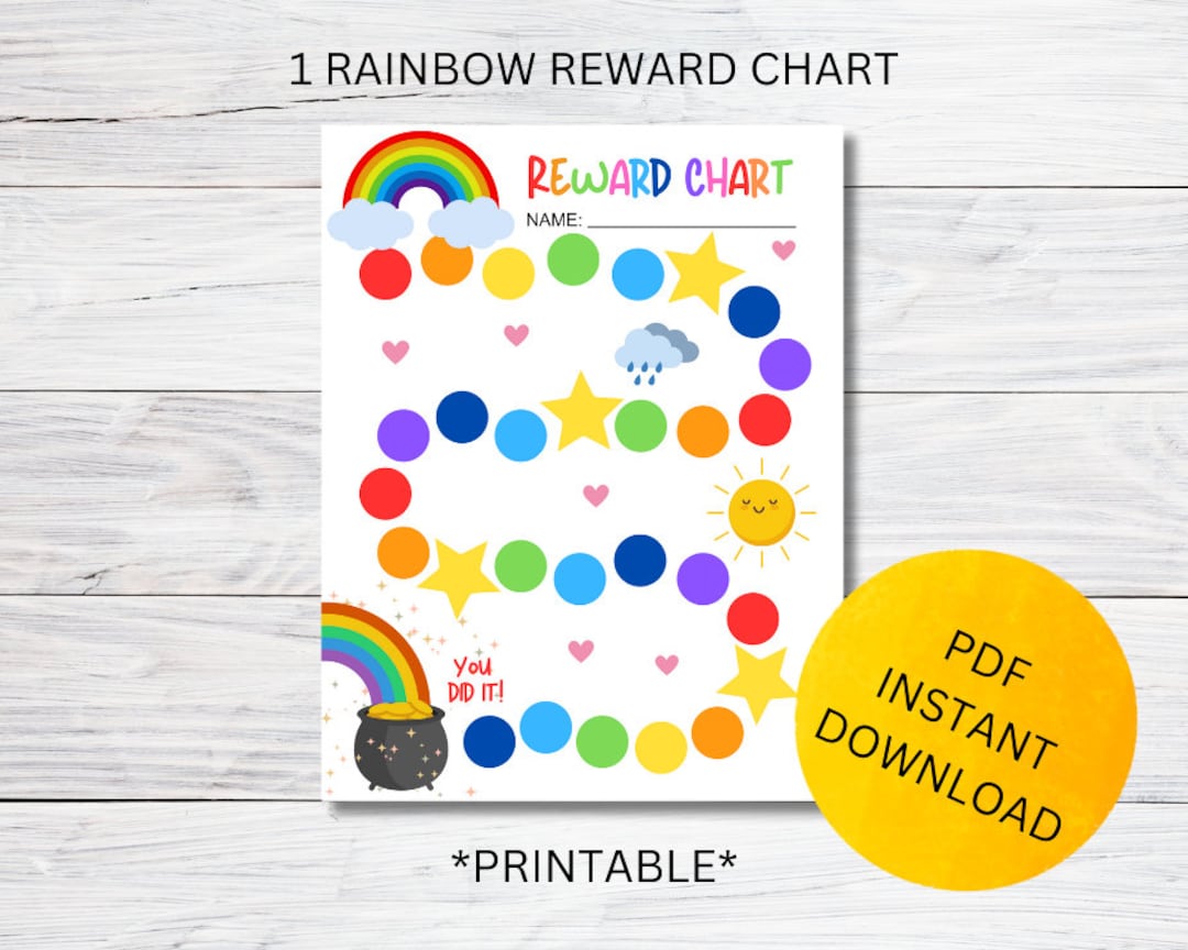Rainbow Reward Chart for Kids and Toddlers Sticker Chart - Etsy España