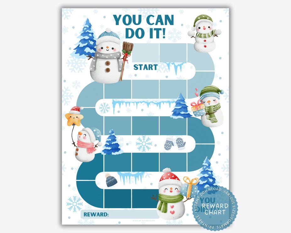 Snowman Reward Chart: Winter Potty Training, Good Behavior (PDF) - Etsy