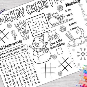Christmas Activity Placemat, Christmas Coloring Placemat, Printable ...