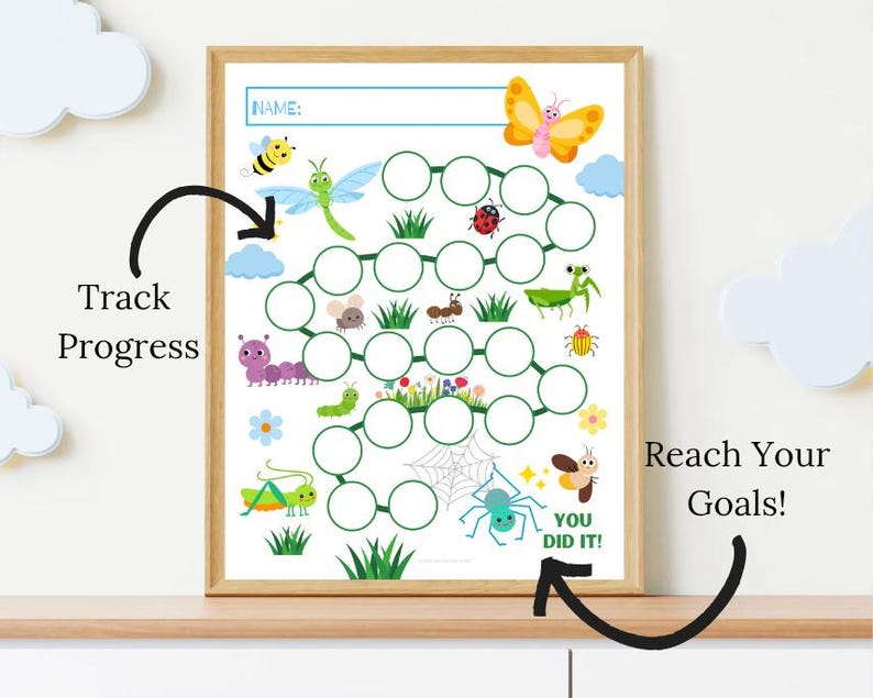 Bug Reward Chart: Kids Potty Training, Homeschool Activity (printable ...