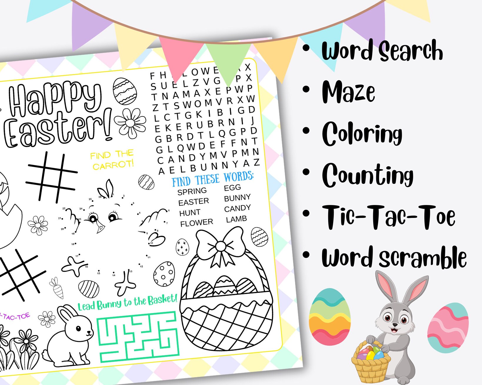 Easter Activity Placemat for Kids - Etsy