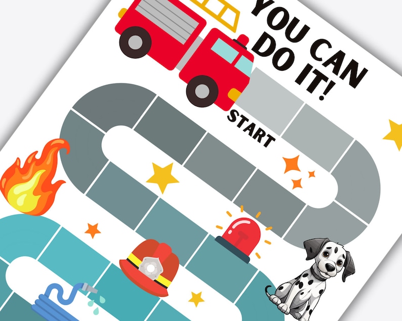 Firetruck Reward Chart, Printable Firetruck Potty Training Chart for ...
