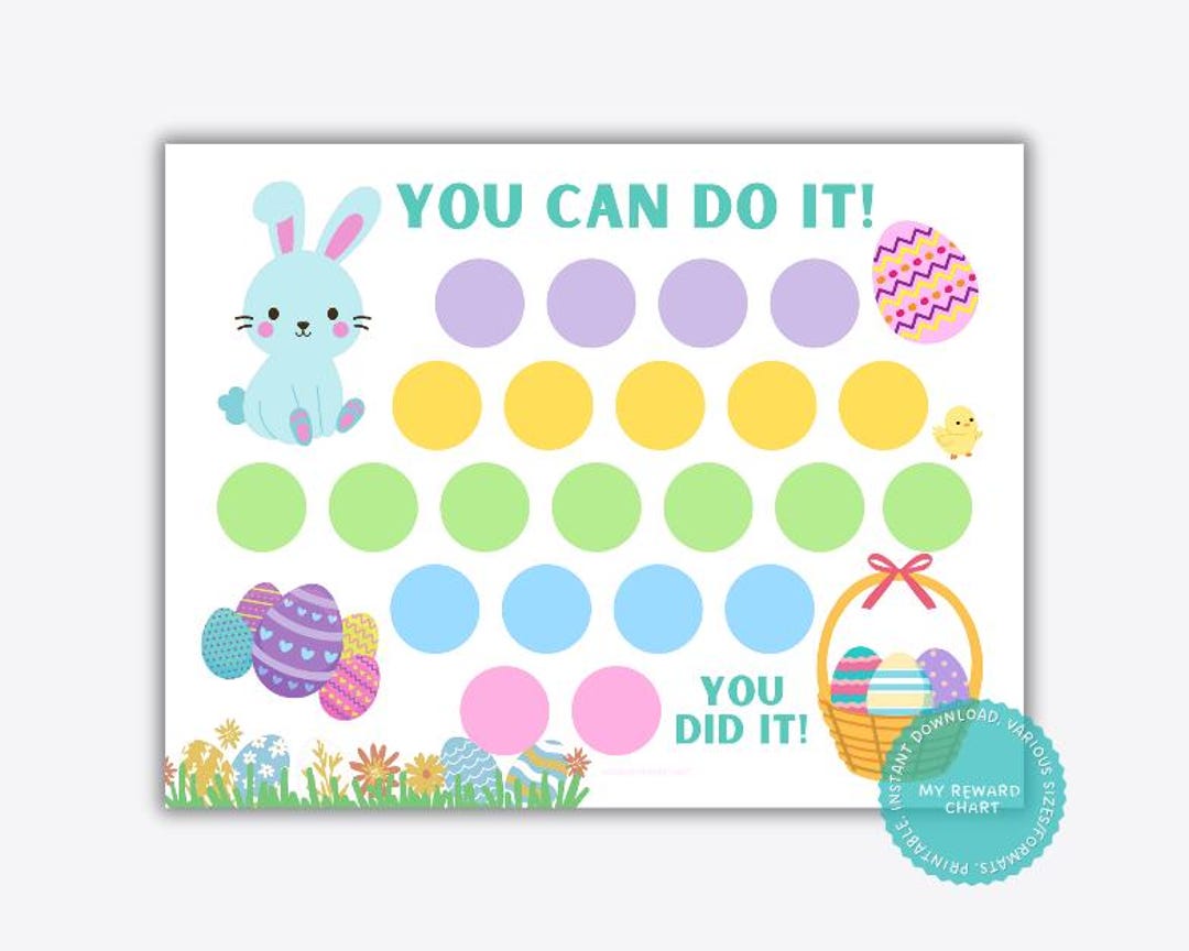Printable Easter Reward Chart, Bunny Sticker Chart, Kids Behavior Chart ...