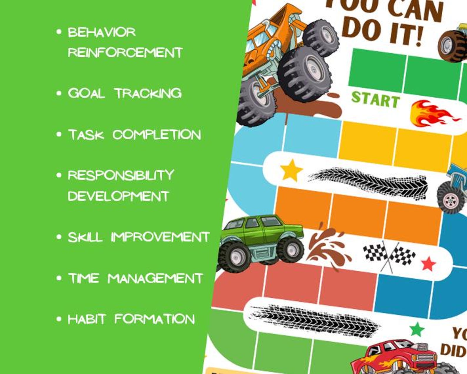Monster Truck Reward Chart: Potty Training, Behavior Incentive, Habit ...