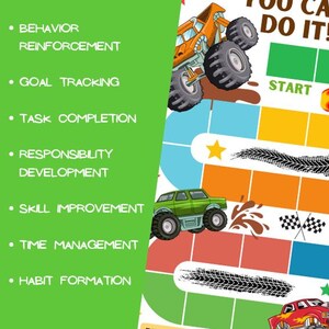 Monster Truck Reward Chart: Potty Training, Behavior Incentive, Habit ...