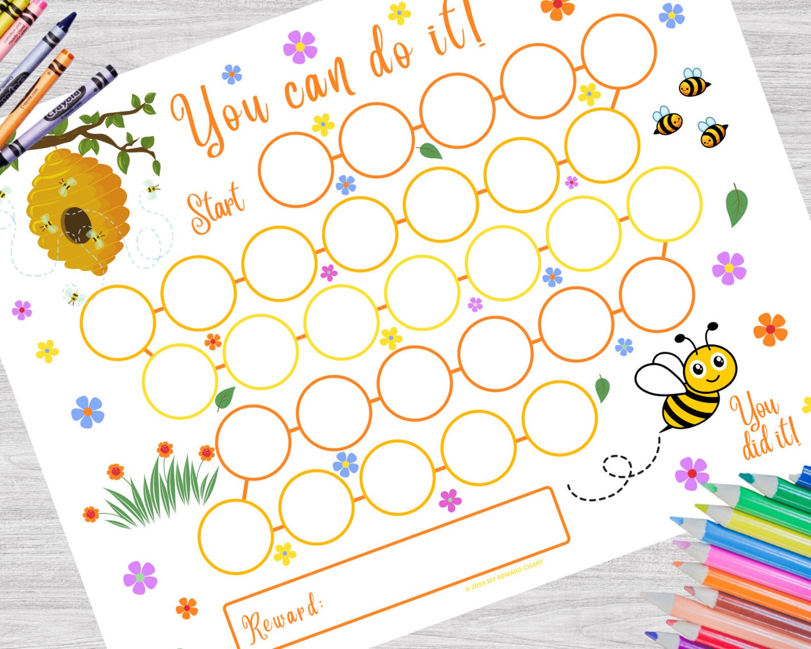 Printable Bee Reward Chart, Honey Bee Behavior Chart, Reward Chart Kids ...