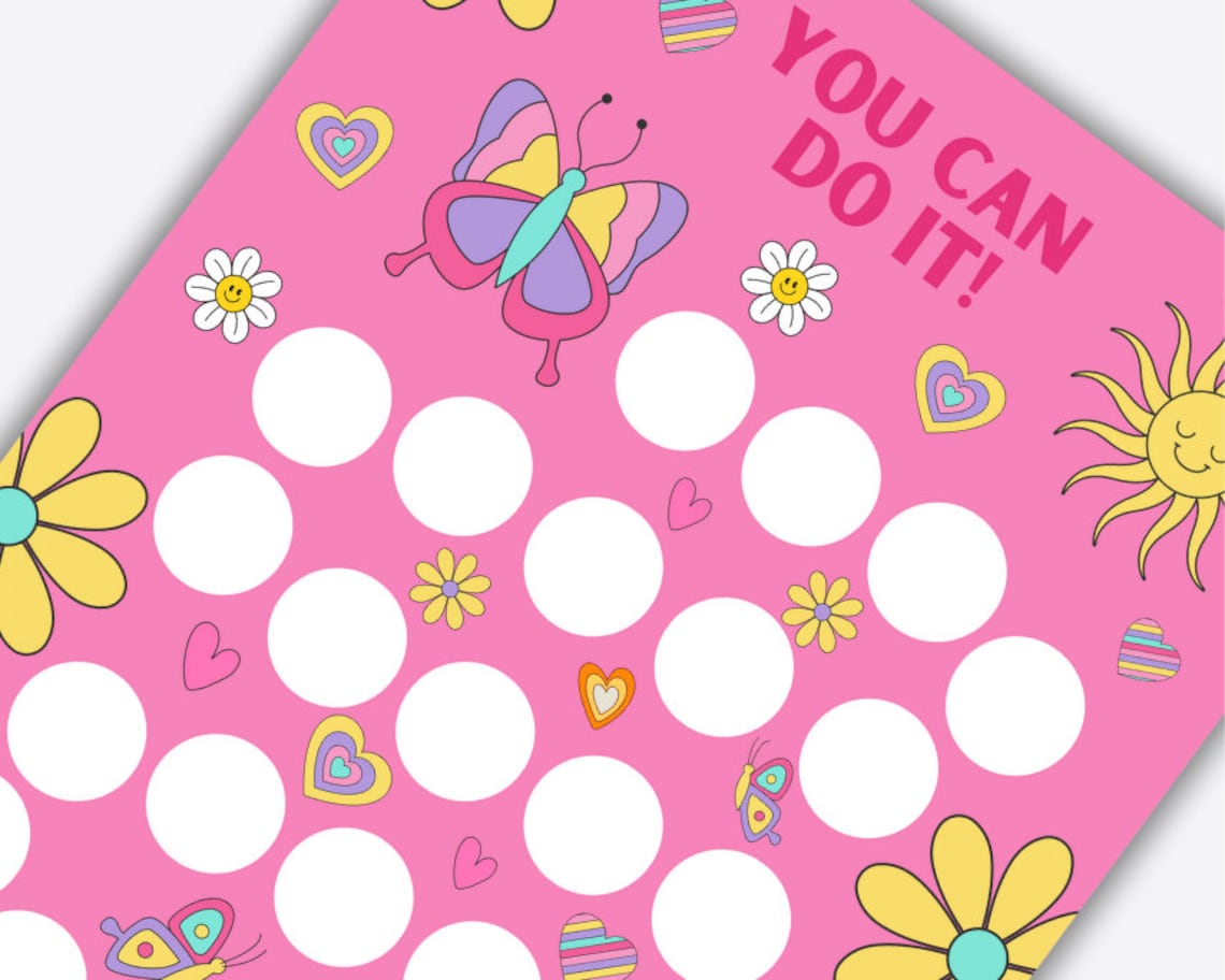 Printable Flower Reward Chart for Girls, Groovy Reward Chart, Flower ...