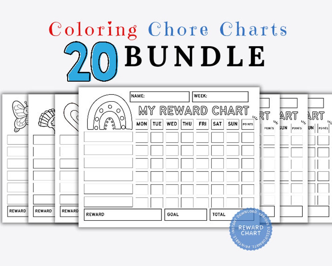Printable Chore Charts, Coloring Reward Charts, Behavior Chart, Sticker ...