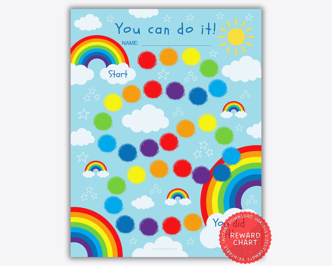 Rainbow Reward Chart Printable, Rainbow Potty Training Chart, Behavior ...