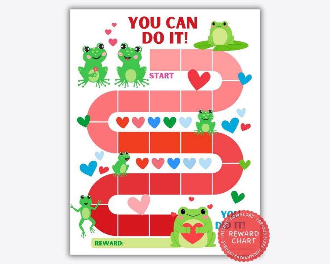 Valentine Frog Reward Sticker Chart for Kids, Printable Potty Training ...