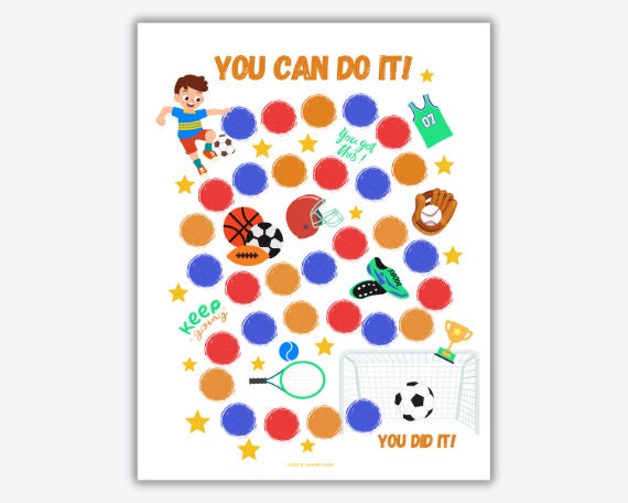 Printable Sports Reward Chart for Kids, Soccer Reward Chart, Soccer ...