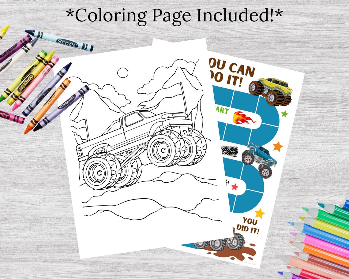 Monster Truck Reward Chart, Printable Reward Chart Kids, Potty Training ...