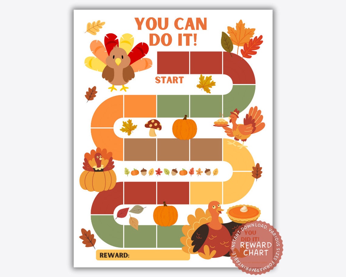 Autumn Turkey Reward Chart: Fall Classroom Behavior, Potty Training ...