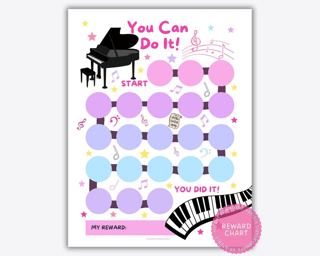 Printable Piano Reward Chart, Music Practice Reward Chart, Piano ...