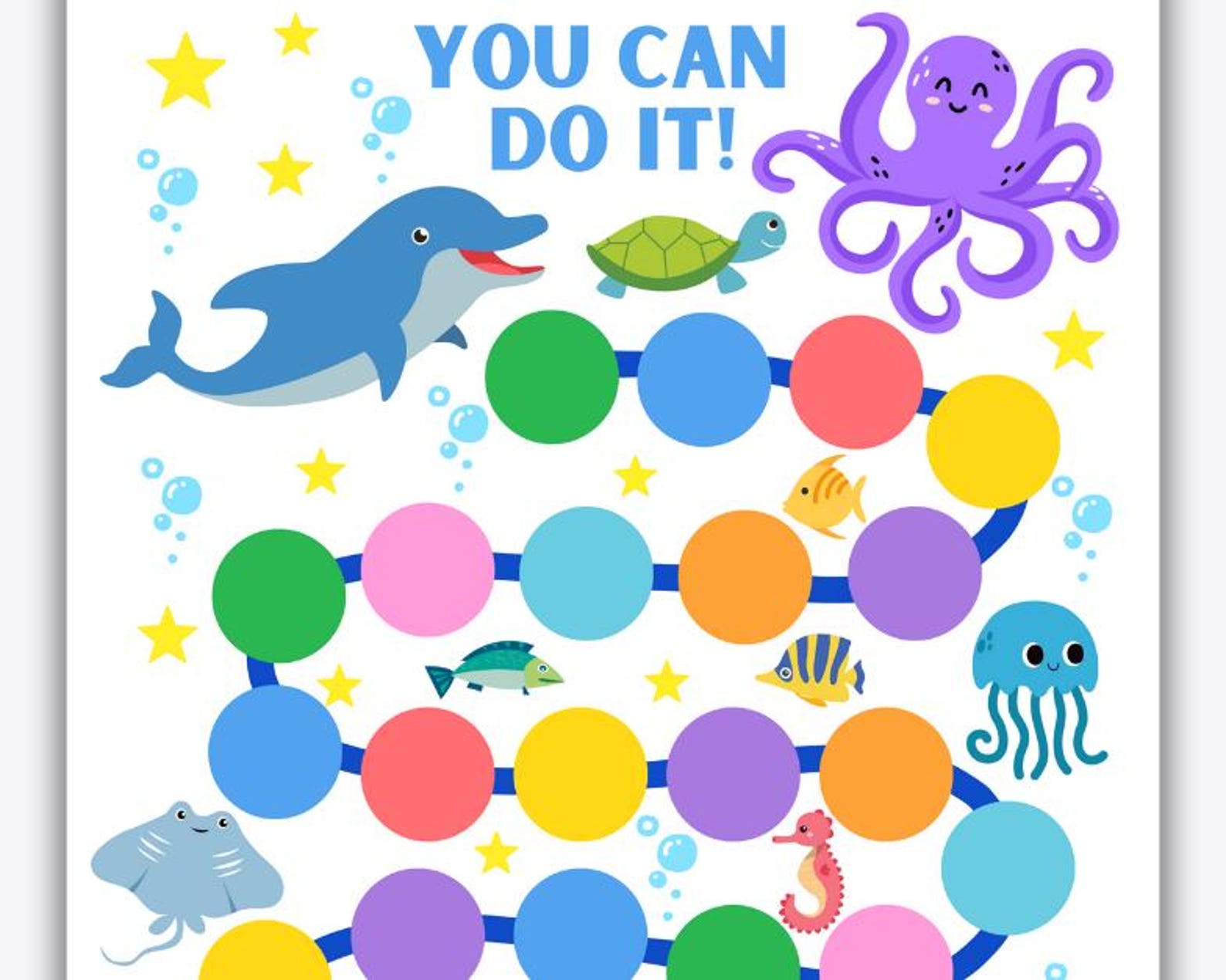 Printable Ocean Animal Reward Chart, Kids Behavior Chart, Potty ...