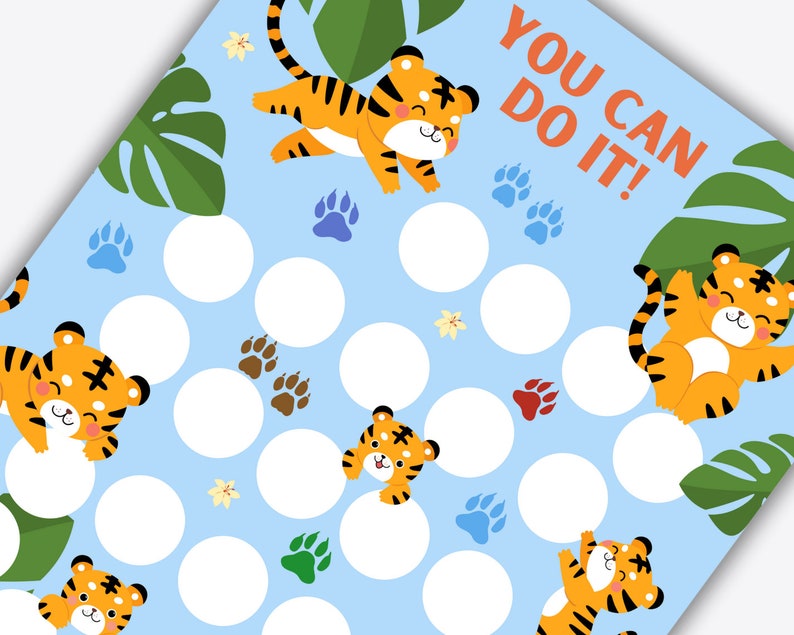 Tiger Sticker Chart Printable, Tiger Reward Chart, Wild Animal Potty ...