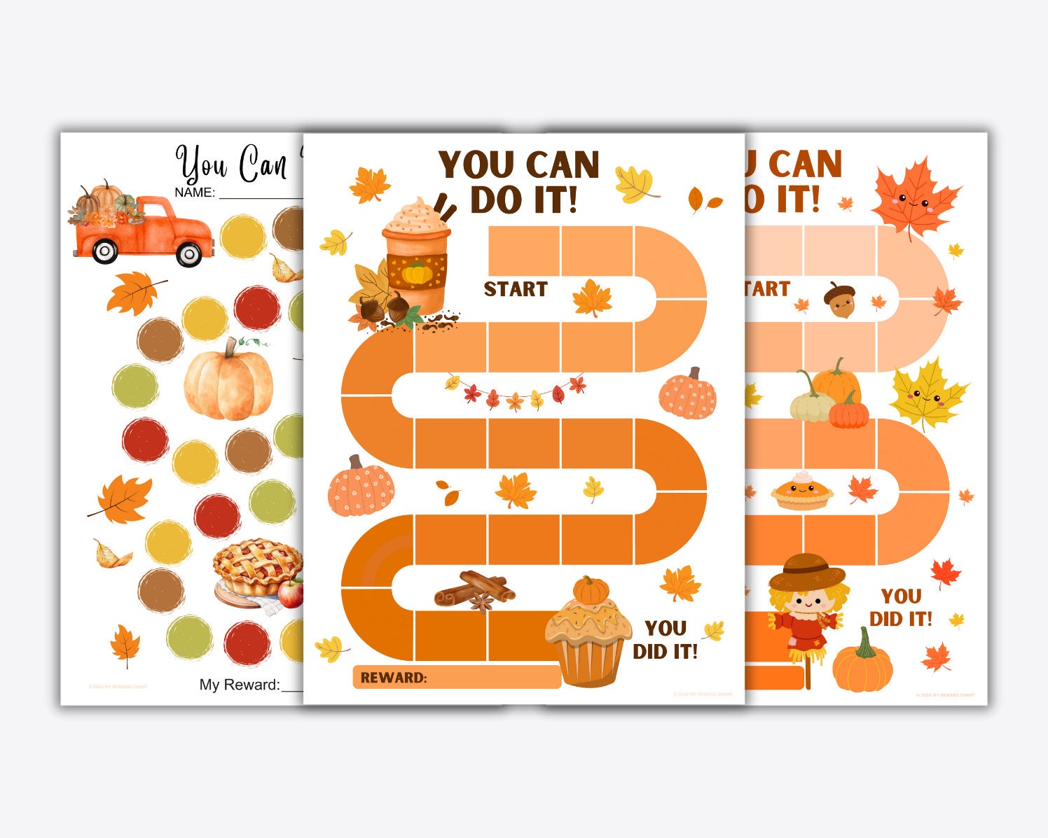 Printable Fall Reward Chart Bundle: Autumn Classroom Behavior Tracker ...