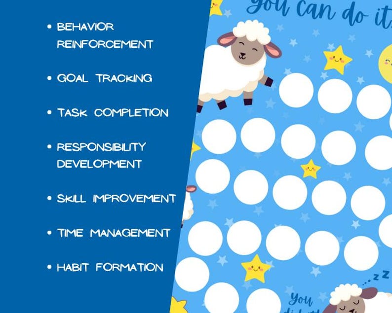 Toddler Bed Time Chart, Printable Sleep Tracker, Sticker Reward Chart ...