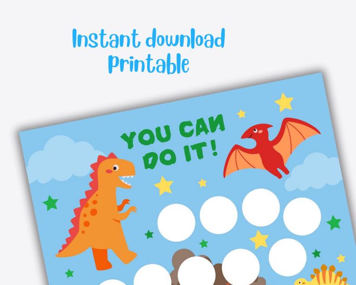 Dinosaur Reward Chart, Printable Potty Training Chart, Kids Behavior ...