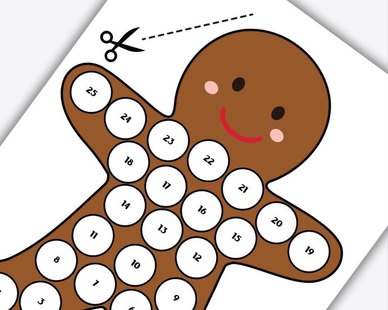Printable Christmas Countdown, 25 Days Until Christmas, Gingerbread ...
