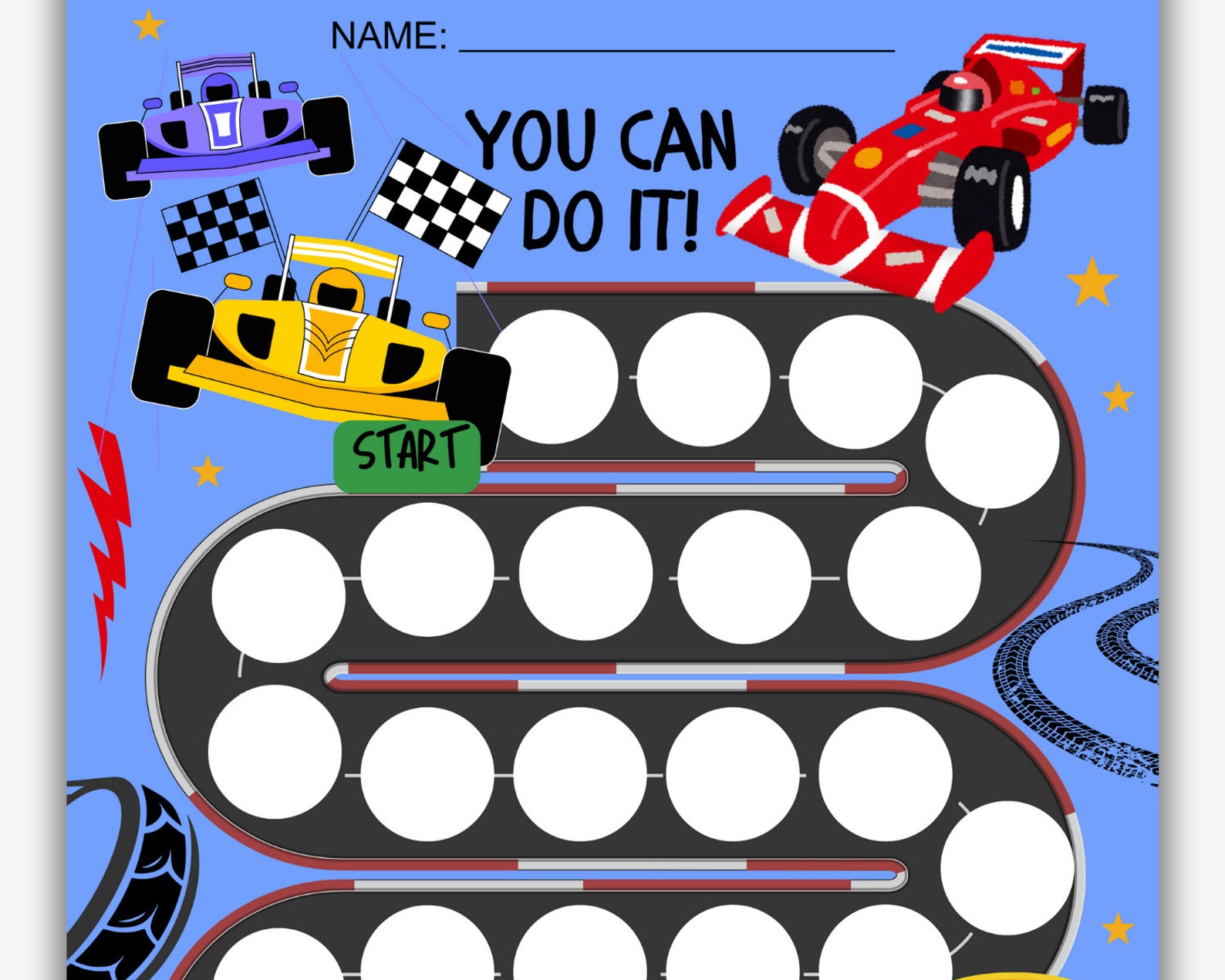 Printable Racecar Reward Chart, Big Cars Kids Behavior Chart, Instant ...