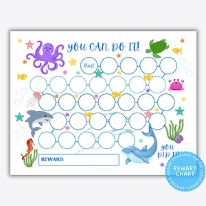 Reward Chart Printable, Kids Reward Chart, Potty Training Chart, Ocean ...