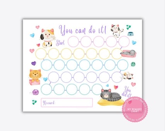 Printable Cat Reward Chart Potty Training Chart Kids Reward Chart ...