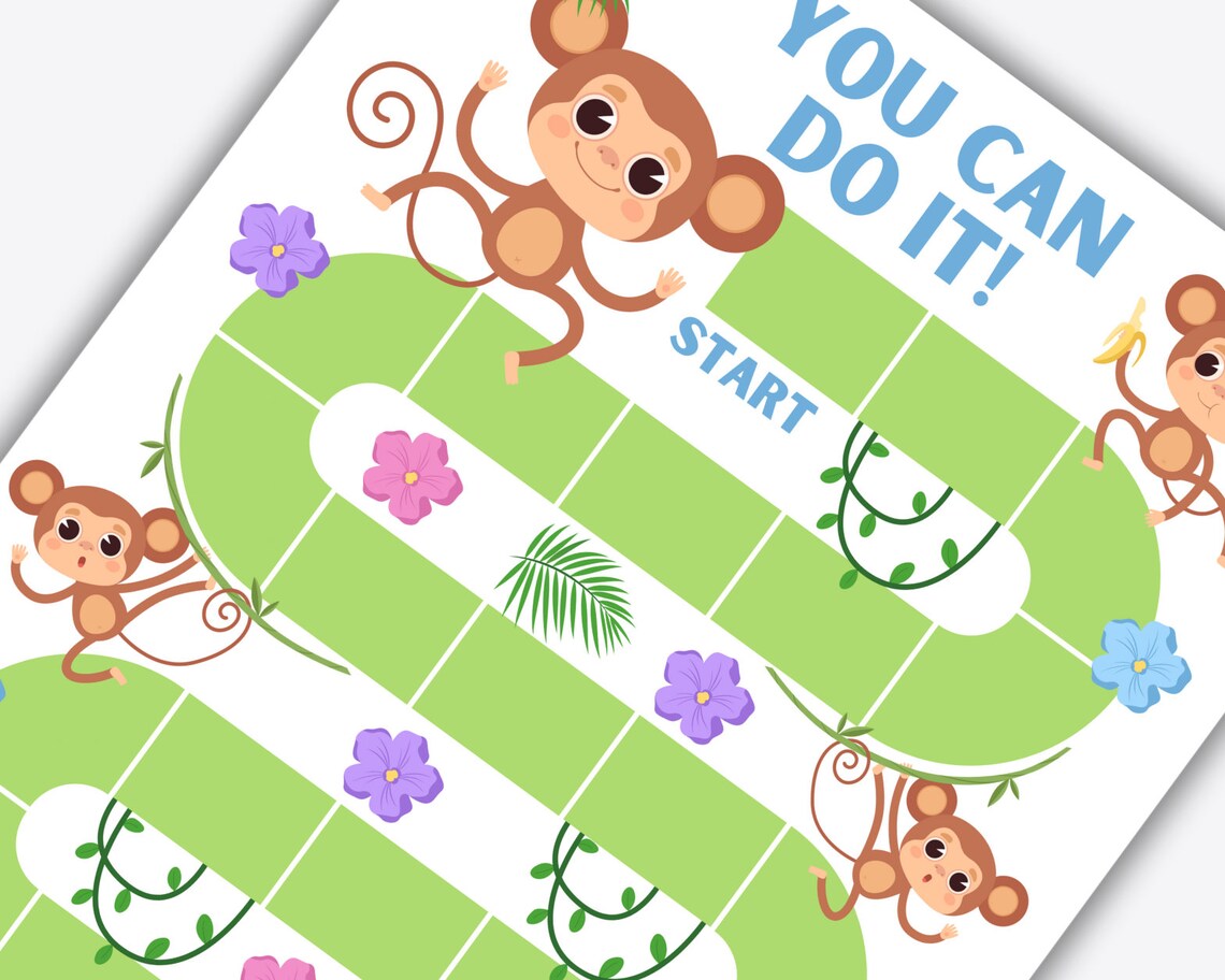 Monkey Reward Chart: Kids Printable Behavior Tracker (PDF) - Etsy