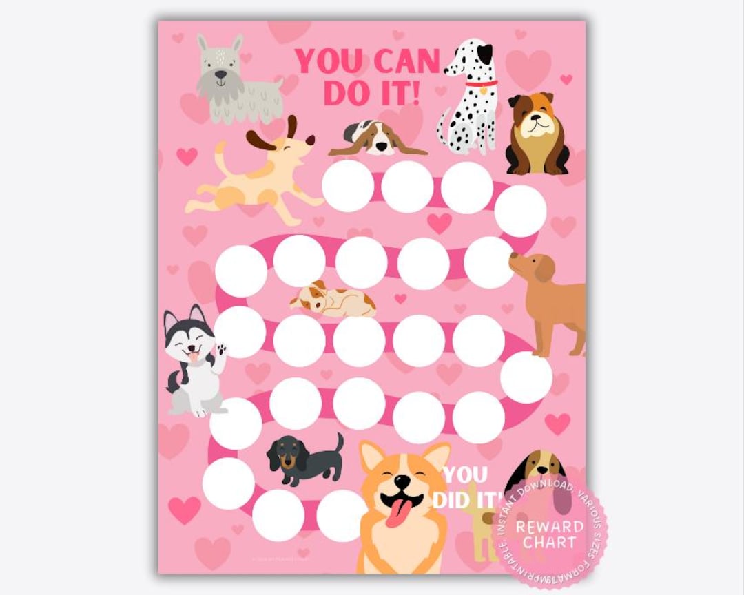Printable Puppy Reward Chart for Kids: Potty Training, Chores, Goals ...