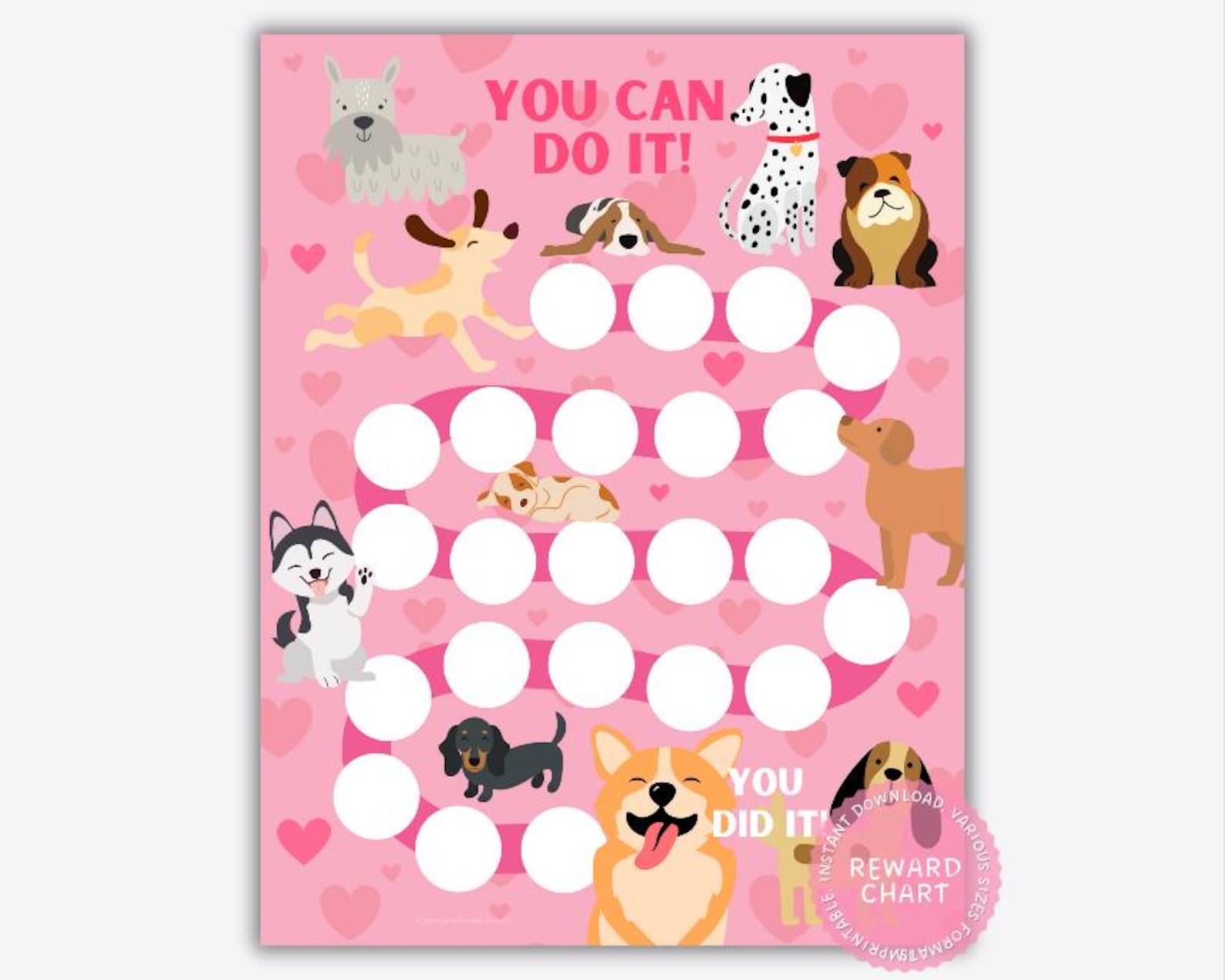 Printable Puppy Reward Chart for Kids: Potty Training, Chores, Goals ...