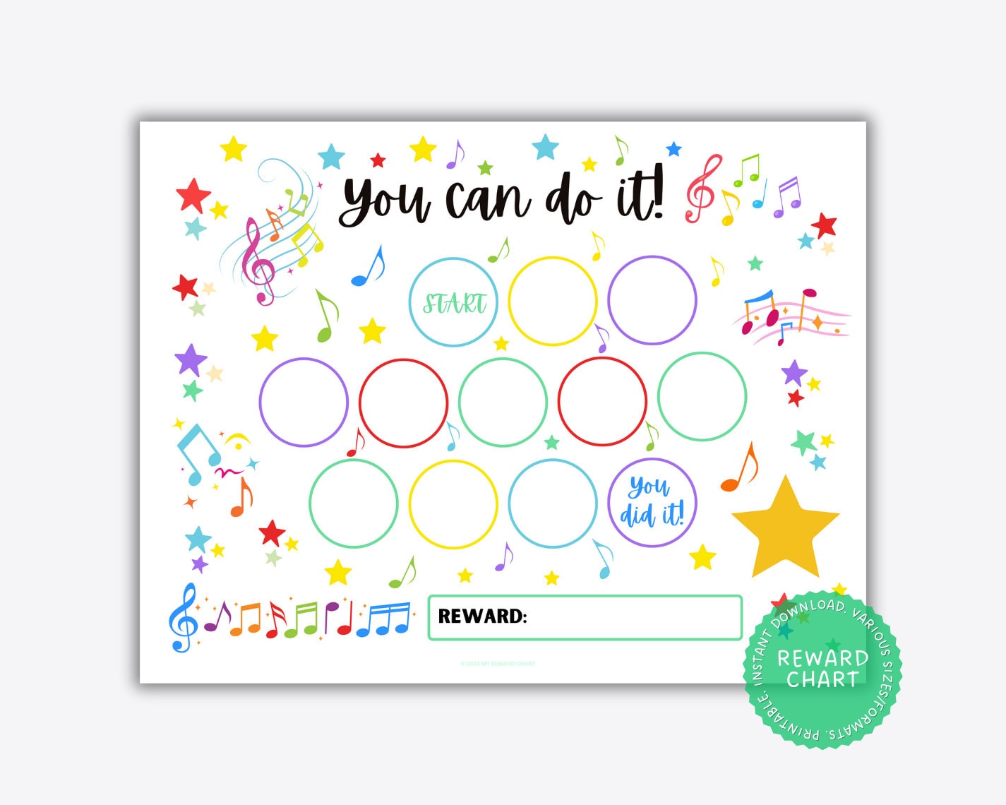 Kids Music Practice Reward Chart: Printable Tracker (PDF, JPG, PNG) - Etsy