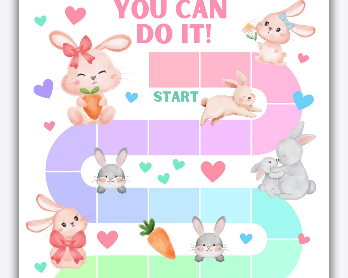 Printable Bunny Reward Chart, Potty Training Chart, Kids Reward Chart ...